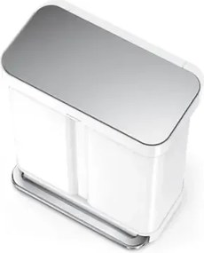 Simplehuman 58 l (34/24) bílá ocel / Pedálový odpadkový koš na tříděný