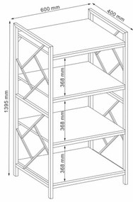 Regál Tablo 04 140 cm dub přírodní/černý