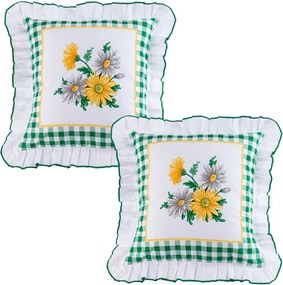 Sada 2 ks povlaků na polštářky s volánem GERBERA 40 x 40 cm