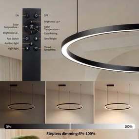 Brilagi - LED Stmívat. lustr na lanku PORTOFINO LED/60W/230V pr. 80 cm černá +DO
