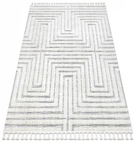koberec SEVILLA Z788A, bílá / šedá střapce, Labyrint řecký vzor, Be velikost 240x330 cm | krásné koberce cz