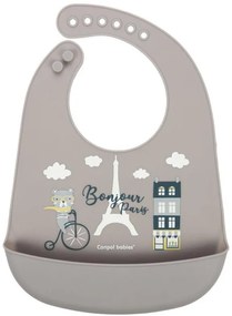 Canpol babies Bryndák silikonový s kapsou Bonjour Paris Béžový