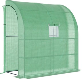 Zelený fóliovník Outsunny pro rajčata s okny a rolovacími dveřmi, skleník s UV ochranou, 200 x 100 x 215 cm | Aosom