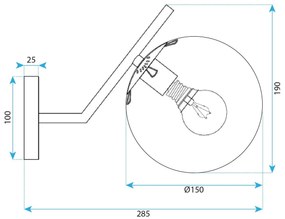 Toolight Nástěnné osvětlení Modern D12 G100-1W zlaté