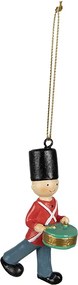 Červeno-modrá závěsná dekorace vojáček s bubínkem - 4*2*8 cm
