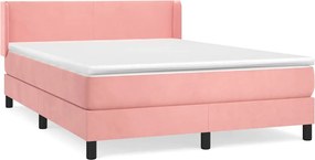 Box spring postel s matrací růžová 140x200 cm samet 3130846