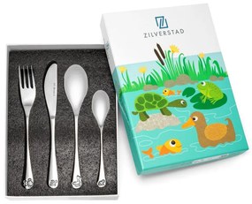 Nerezový dětský příbor ve stříbrné barvě 4 ks Water life – Zilverstad