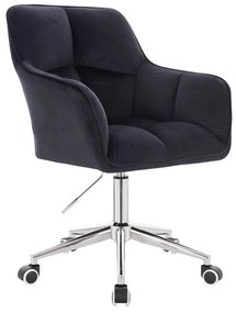 LuxuryForm DESIGN Otočné křeslo AMALFI VELUR na stříbrné podstavě s kolečky - černé