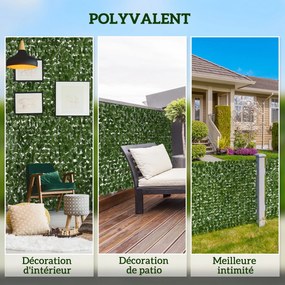 Umělý břečťanový živý plot Outsunny, ochranné dekorativní ruličky 3L x 1,5H m, realistická tmavě zelená, odolná proti UV záření