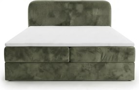 Čalouněná postel boxspring FORENA 140x200 cm tmavě zelená Matrace: Matrace Bonell pružinová