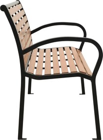 Zahradní lavice černá a hnědá 116 cm ocel a WPC 319579