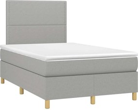 Box spring postel s matrací a LED světle šedá 120x190 cm textil 3270239