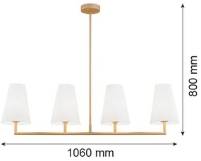 Argon 1828 - Lustr na tyči SAFIANO 4xE27/15W/230V zlatá