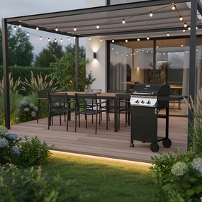 BPS-koupelny Plynový BBQ gril s boční plotýnkou, poličkou a krycí plachtou - , 2+1 hořák