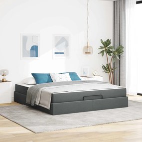 Rám postele s matrací 2 ks Tmavě Šedá textil 3399509
