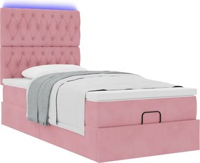 Osmanský rám postele s matracemi růžová 80x200cm samet 3314359