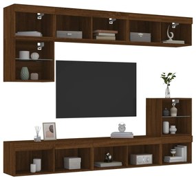 8dílná obývací stěna s LED hnědý dub kompozitní dřevo