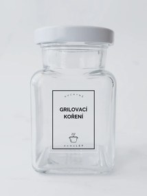 Samolepka na kořenky GRILOVACÍ KOŘENÍ průhledná 3 × 4 cm tučné písmo