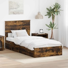 Postel s úložným prostorem se zásuvkou Kouřový dub 75 x 190 cm 3408512
