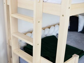 Benlemi Dřevěná patrová postel KILI ve tvaru domečku Zvolte barvu: Nelakovaná, Zvolte šuplík: Bez šuplíku, Zvolte výšku: 207 cm