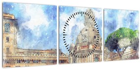 Obraz - Kostel Santa Maria di Loreto, Řím, Itálie (s hodinami) (90x30 cm)