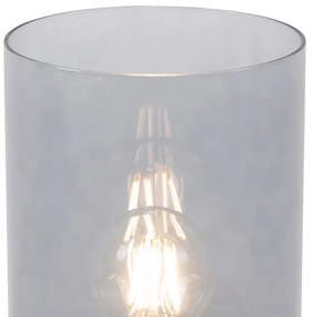 Vintage stolní lampa mosaz s kouřovým sklem - Vidra