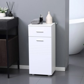 Kleankin Koupelnová skříňka s policí a zásuvkou, stojící kabinet pro obývací pokoj, ložnici a koupelnu 35x30x77,5 cm Bílá
