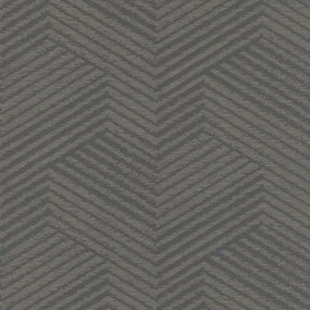Hnědá geometrická vliesová tapeta s metalickým žíháním EE2104 | Lepidlo zdarma