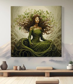 Obraz na plátně - Napojená žena Strom života FeelHappy.cz Velikost obrazu: 80 x 80 cm