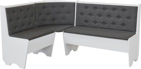 Jídelní rohový SET CORNER bílá/šedá látka