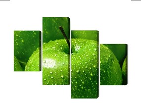 Vícedílný obraz Zelená Jablka V Makro Měřítku Nedostatek Nedostatek Přírodní plátno 160x100