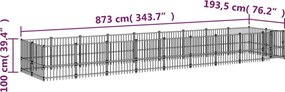 vidaXL Venkovní psí kotec ocel 16,89 m² [3124605]