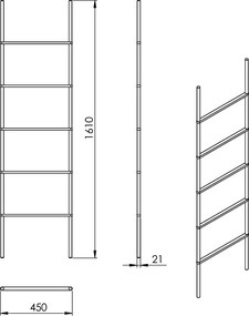 Gedy Gedy, KENTA sušák ručníků 450x1610x21mm, černá/bambus, 303141