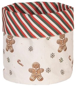 Béžový bavlněný košík na pečivo s perníčky Gingerbread Magic - Ø 15*16 cm