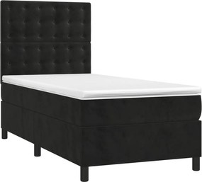 Box spring postel s matrací černá 90x200 cm samet 3143243
