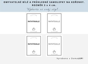 RATATOUILLE - Samolepka na kořenky 3 x 4 cm - DomaLEP varianta: PRŮHLEDNÁ - tučné písmo