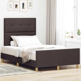 Rám postele s čelo Tmavě hnědá 120 x 200 cm textil 3344721