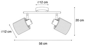 Stropní bodové světlo zlaté se sklem 2-světlo nastavitelné - Laura