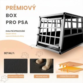 Přepravka pro psa BRUNO, 66x90x72cm, stříbrná/černá Jurhan