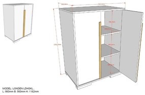 Tmavě šedá dětská skříňka 98x116 cm London - Vipack