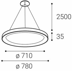 Led2 Závěsné LED svítidlo BELLA SLIM P-Z ø 78 cm Barva: Bílá, Stmívání: RF control