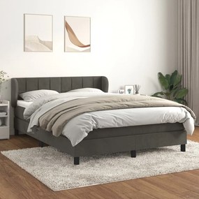 vidaXL Box spring postel s matrací tmavě šedá 140x200 cm samet