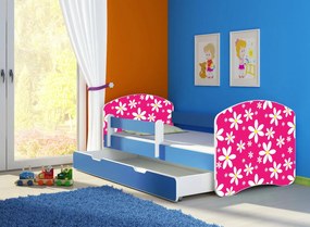 Dětská postel - Růžová sedmikráska 2 160x80 cm + šuplík modrá