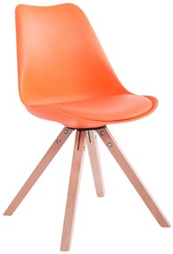 Jídelní židle Bordon - 4 ks - umělá kůže - přírodní rám | oranžové