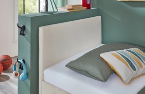 Béžová manšestrová postel Meise Möbel Cool 140 x 200 cm s úložným prostorem
