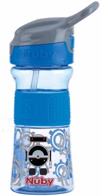 NUBY Láhev sportovní s měkkým sklápěcím brčkem 360 ml, modrá, 3+