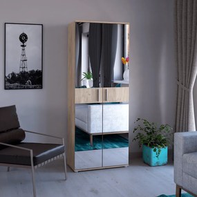 Skříň se zrcadlem, dvoudveřová, dub artisan, SERVO TYP 7
