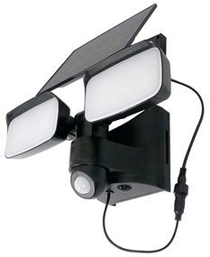 Solight LED solární osvětlení se senzorem, 9W, 850lm, 4000K, Li-Ion, černá