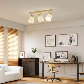 Stropní svítidlo LED 40W stropní svítidlo s dvojitou montáží a 90° nastavitelnou hlavou se 3 paticemi E27 přírodní dřevo