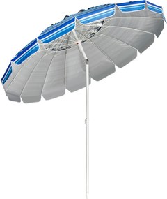 Costway 243 cm plážový slunečník hliníkový sklopný - tmavě, tmavě modrá